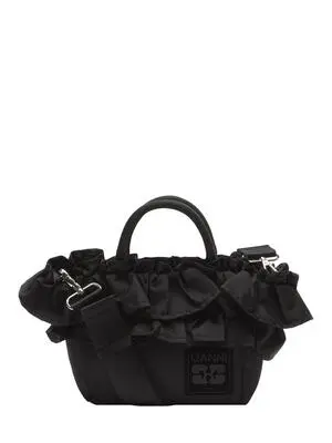 GANNI Mini Shopper Ruffle - Black