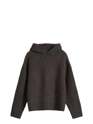 MKI MIYUKI ZOKU Chunky Rib Knit Hoodie - Charcoal Melange
