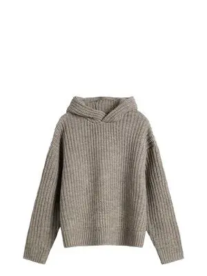 MKI MIYUKI ZOKU Chunky Rib Knit Hoodie - Grey Melange