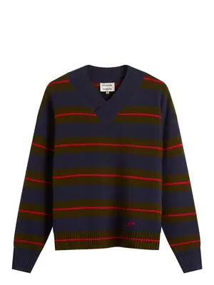 DAMSON MADDER Odette Striped V-neck Jumper - Olve