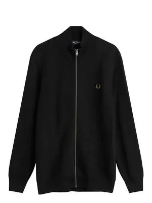 Fred Perry Textured Zip Through Cardigan - Black