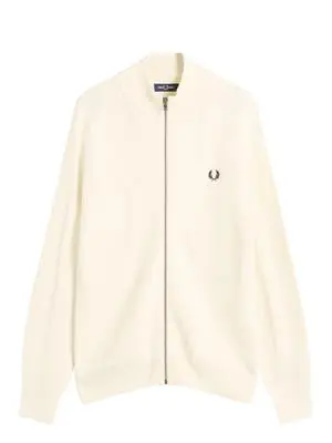 Fred Perry Textured Zip Through Cardigan - Ecru