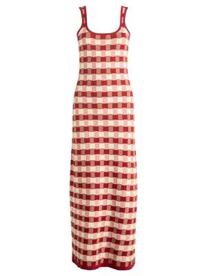 HOUSE OF SUNNY Picnic Hockney Midi Dress - Red Check