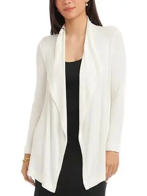 Karen Kane Ribbed Front Draped Cardigan - Off White