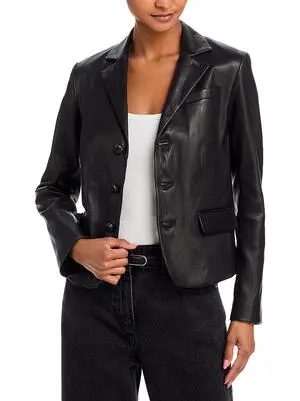FRAME The Leather Smart Blazer - Black