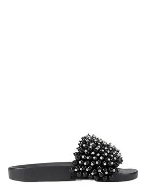 Kurt Geiger Meena Eagle Beaded Slides - Charcoal