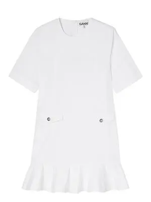 GANNI Short Sleeve Minidress - Bright White