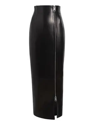Khaite Leather Pencil Skirt - Black