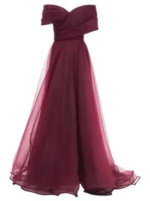 ANA RADU Off-shoulder Draped Gown - Red