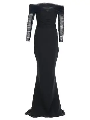 ANA RADU Off-shoulder Tulle Gown - Black