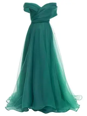 ANA RADU Off-shoulder Draped Gown - Green