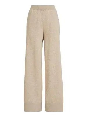 Brunello Cucinelli Cashmere-blend Wide-leg Trousers - Beige