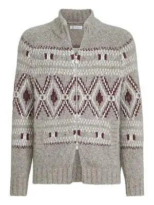 Brunello Cucinelli Alpaca-wool-cashmere Zipped Cardigan - Brown