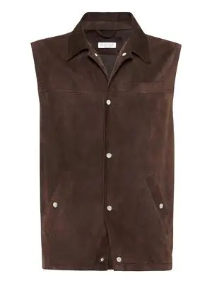 Brunello Cucinelli Suede Button-up Gilet - Brown
