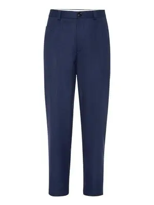 Brunello Cucinelli Wool Straight Trousers - Blue