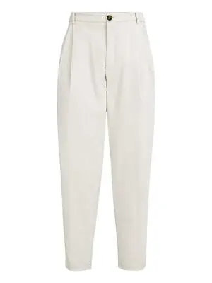 Brunello Cucinelli Stretch-cotton Double-pleated Trousers - Grey