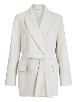 Brunello Cucinelli Virgin Wool Belted Blazer - White