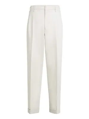 Brunello Cucinelli Cotton Satin Straight Trousers - White