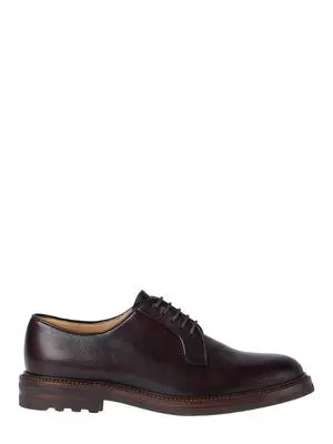 Brunello Cucinelli Burnished Calfskin Derby Shoes - Brown