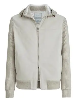 Brunello Cucinelli Suede Cashmere-trim Padded Hoodie - Grey