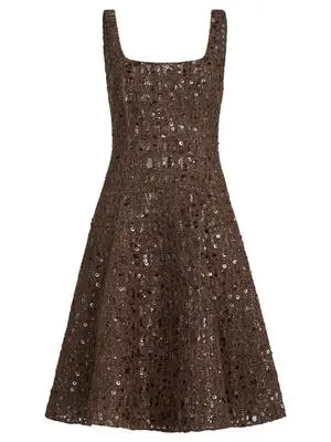 Brunello Cucinelli Mohair-silk-linen Blend Midi Dress - Brown