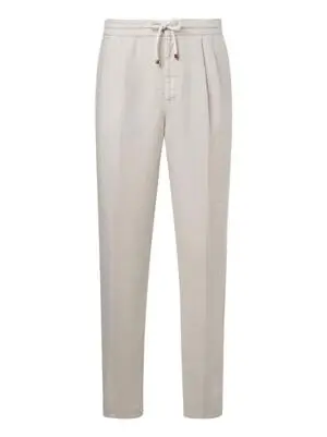 Brunello Cucinelli Linen Tapered Pants - Beige