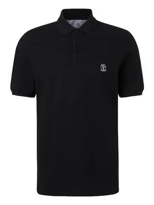 Brunello Cucinelli Brunello Cucinelli Logo Cotton Polo Shirt Black