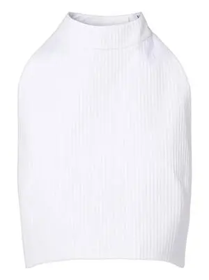 Alaïa Ribbed Halterneck Cotton Top - White