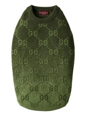 Gucci Gg Wool Jacquard Dog Sweater - Green