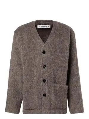 Our Legacy Leather-trimmed Cardigan - Grey