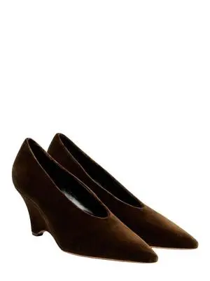 Le Monde Beryl Victoria 70 Velvet Wedges - Brown