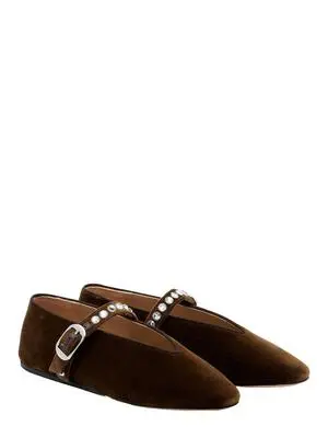 Le Monde Beryl Stella Velvet Ballet Flats - Brown