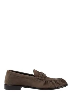 Saint Laurent Le Loafer Suede Penny Loafers - Brown
