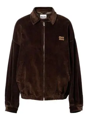 Miu Miu Oversized Cotton Corduroy Blouson Jacket - Brown