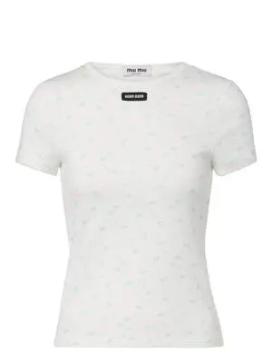 Miu Miu Floral Cotton Jersey T-shirt - White