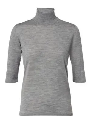 Max Mara Virgin Wool Turtleneck Sweater - Grey