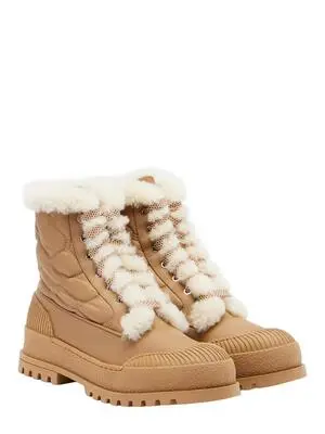 AQUAZZURA Glacier Shearling-lined Lace-up Boots - Beige