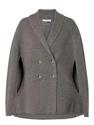 Max Mara Agenzia Double-breasted Virgin Wool Cape - Grey