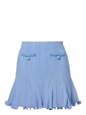 SELF-PORTRAIT Beaded Ribbed-knit Mini Skirt - Blue