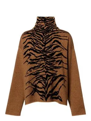 Alaïa Jacquard Turtleneck Sweater - Brown