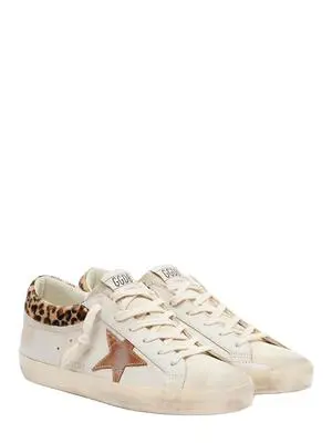GOLDEN GOOSE Super-star Calf Hair-trimmed Suede Sneakers - White