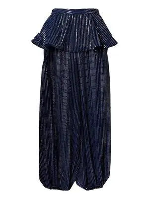 ADRIANA DEGREAS Sequined Wide-leg Pants - Blue