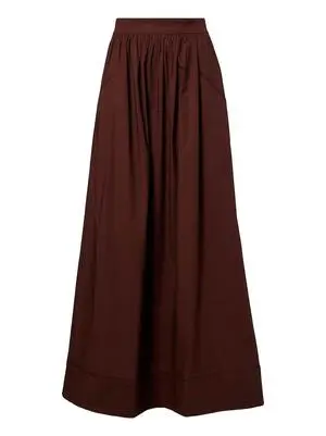 ADRIANA DEGREAS Pleated Cotton Maxi Skirt - Brown