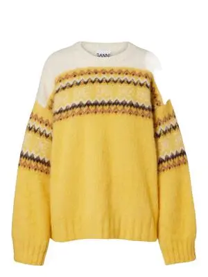 GANNI Fair Isle Alpaca And Wool-blend Intarsia Sweater - Yellow