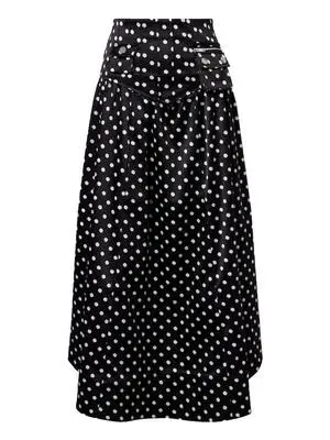 GANNI Polka-dot Satin Maxi Skirt - Black