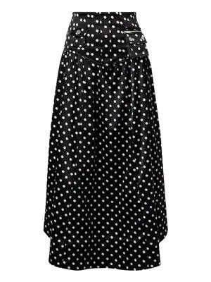 GANNI Polka-dot Satin Maxi Skirt - Black