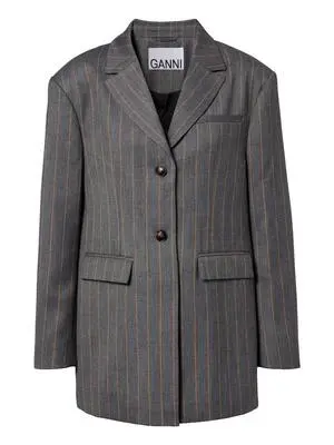 GANNI Pinstripe Blazer - Grey