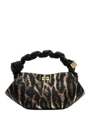 GANNI Mini Leopard-print Cloqué Top-handle Bag - Black