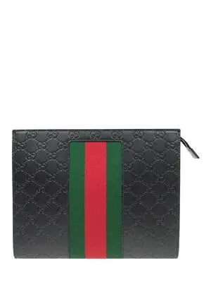 Gucci Gg Supreme Web Pouch - Black