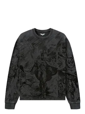 YOUNGLA X Batman Comic Long Sleeve Shirt - Grey Wash